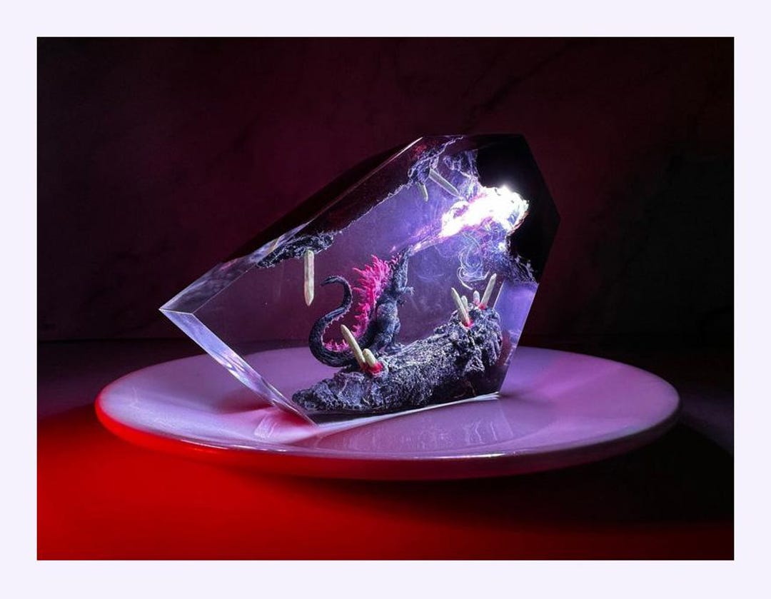 Monster Godzilla Resin Lamp, Monster Handmade Epoxy Lamp, Unique ...