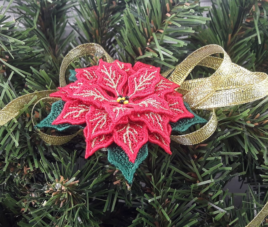 FSL 3D Poinsettia Small 4x4 Free Standing Lace Instant - Etsy