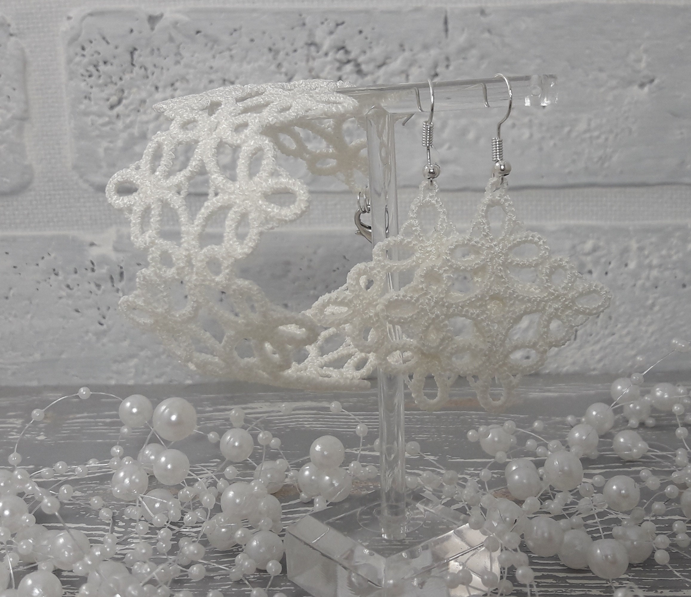 FSL Tatting Set bracelet 2 sizes and earrings Machine | Etsy