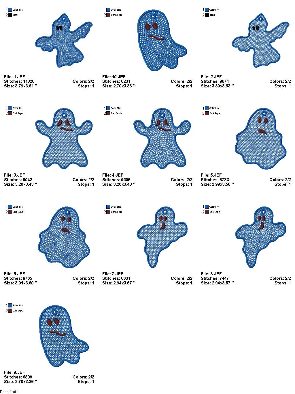 FSL halloween ghost figurines for garland Machine Embroidery | Etsy