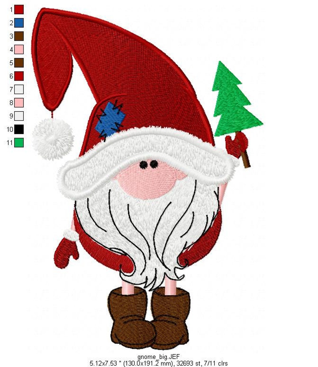 Gnome Machine Embroidery Design Christmas Ornament Instant Download - Etsy