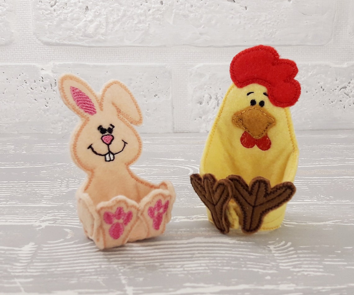 Easter Eggs Mini-holders Bunny and Chicken Felt Easter Eggs | Etsy