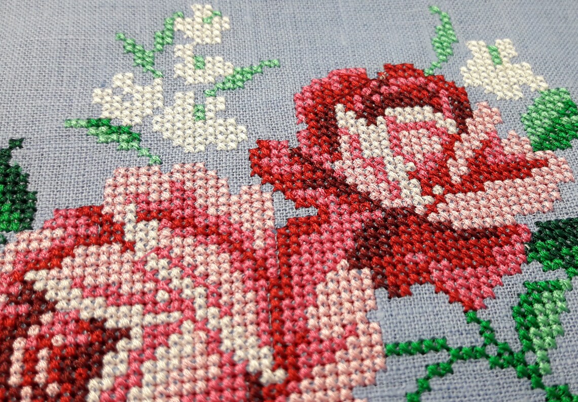 Bouquet of Roses Cross Stitch Machine Embroidery Design - Etsy