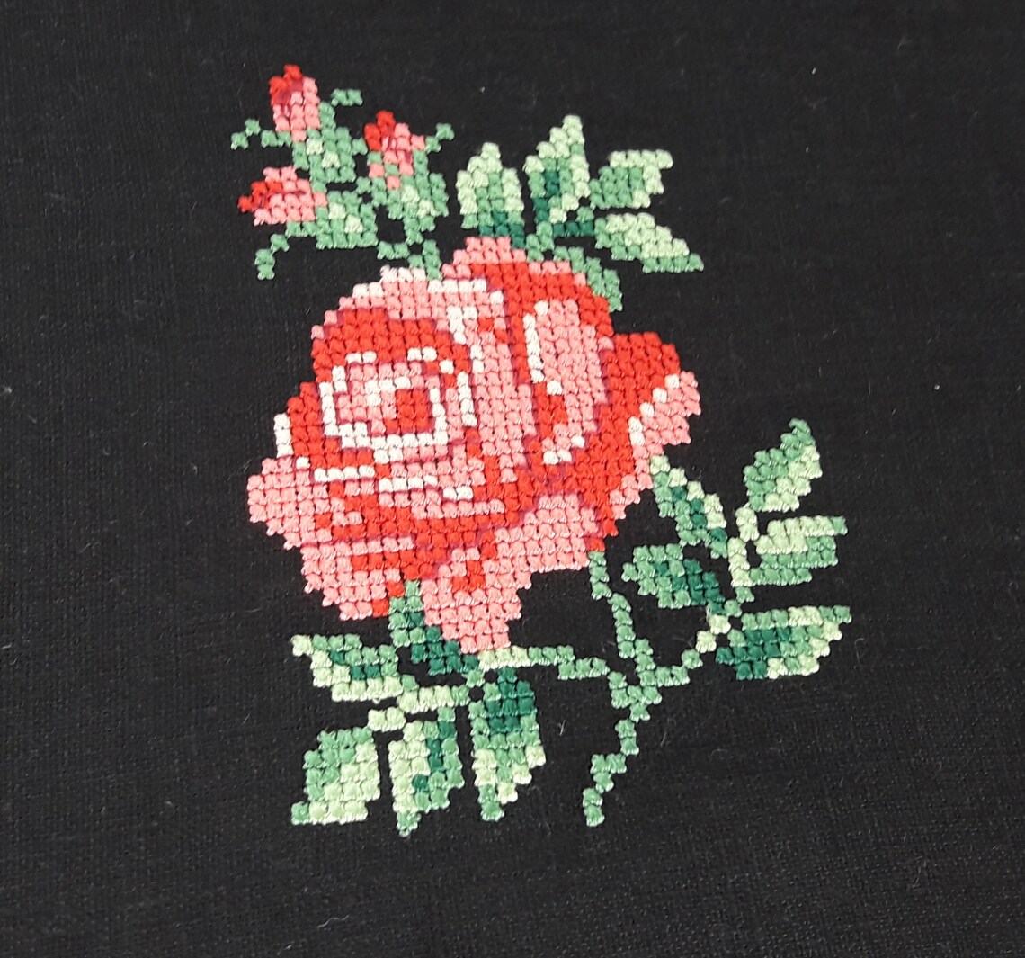 Rose Cross Stitch Machine Embroidery Design Instant Download - Etsy