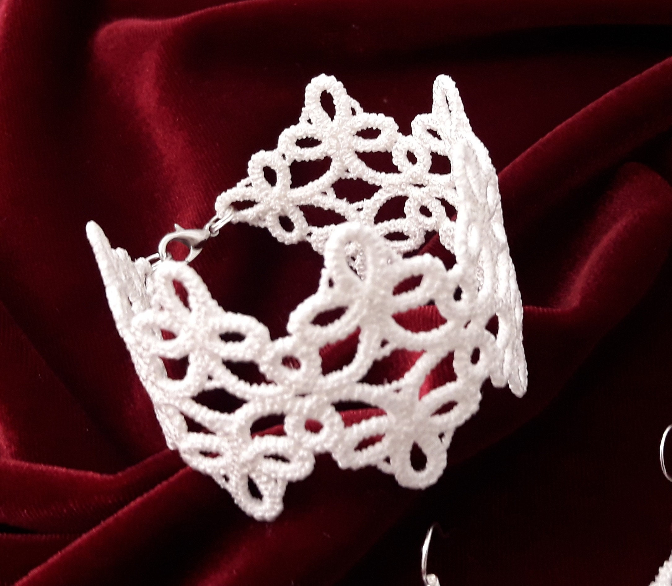 FSL Tatting Set bracelet 2 sizes and earrings Machine | Etsy