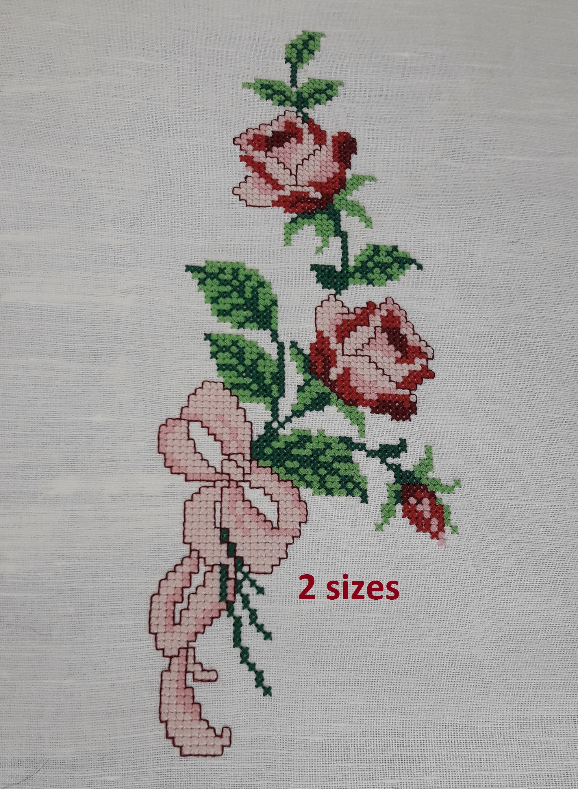Bouquet of roses with a bow cross stitch design for machine | Etsy
