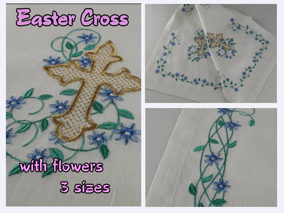 Easter Cross With Flowers - Machine Embroidery Designs Set - Etsy