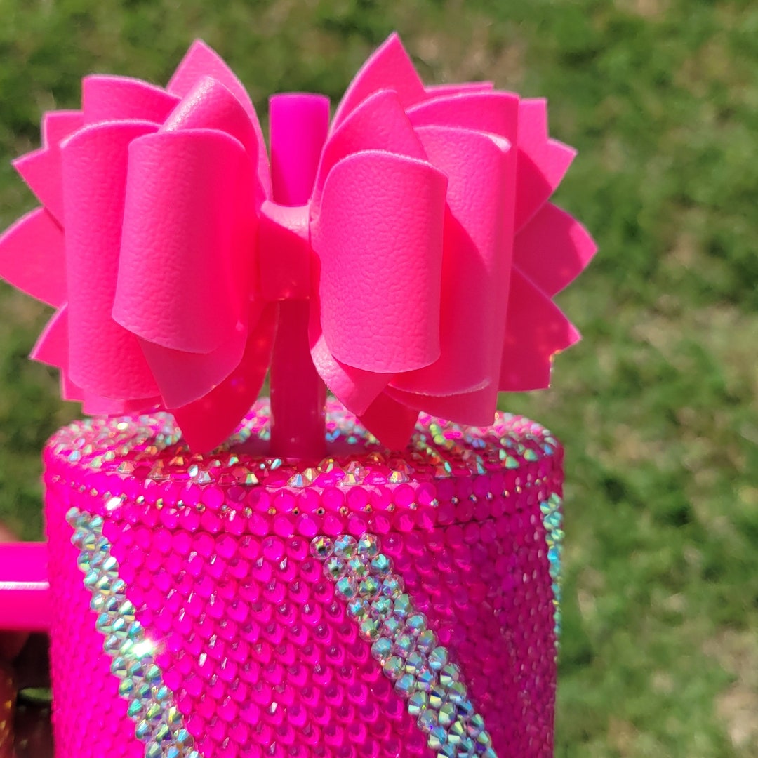Hot Pink Bow Topper, Pink Bow Topper, Gift for Her, Stanley Bow Topper ...