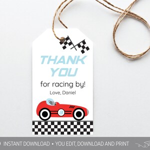Race Car Birthday Thank You Tag DIGITAL Vintage Car Favor - Etsy Canada