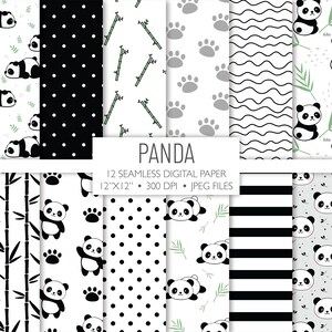 Panda Seamless Digital Paper Panda Background Pattern - Etsy
