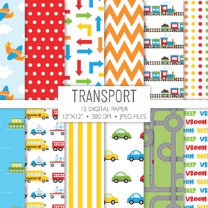 Transportation Digital Paper Transport Background Pattern - Etsy