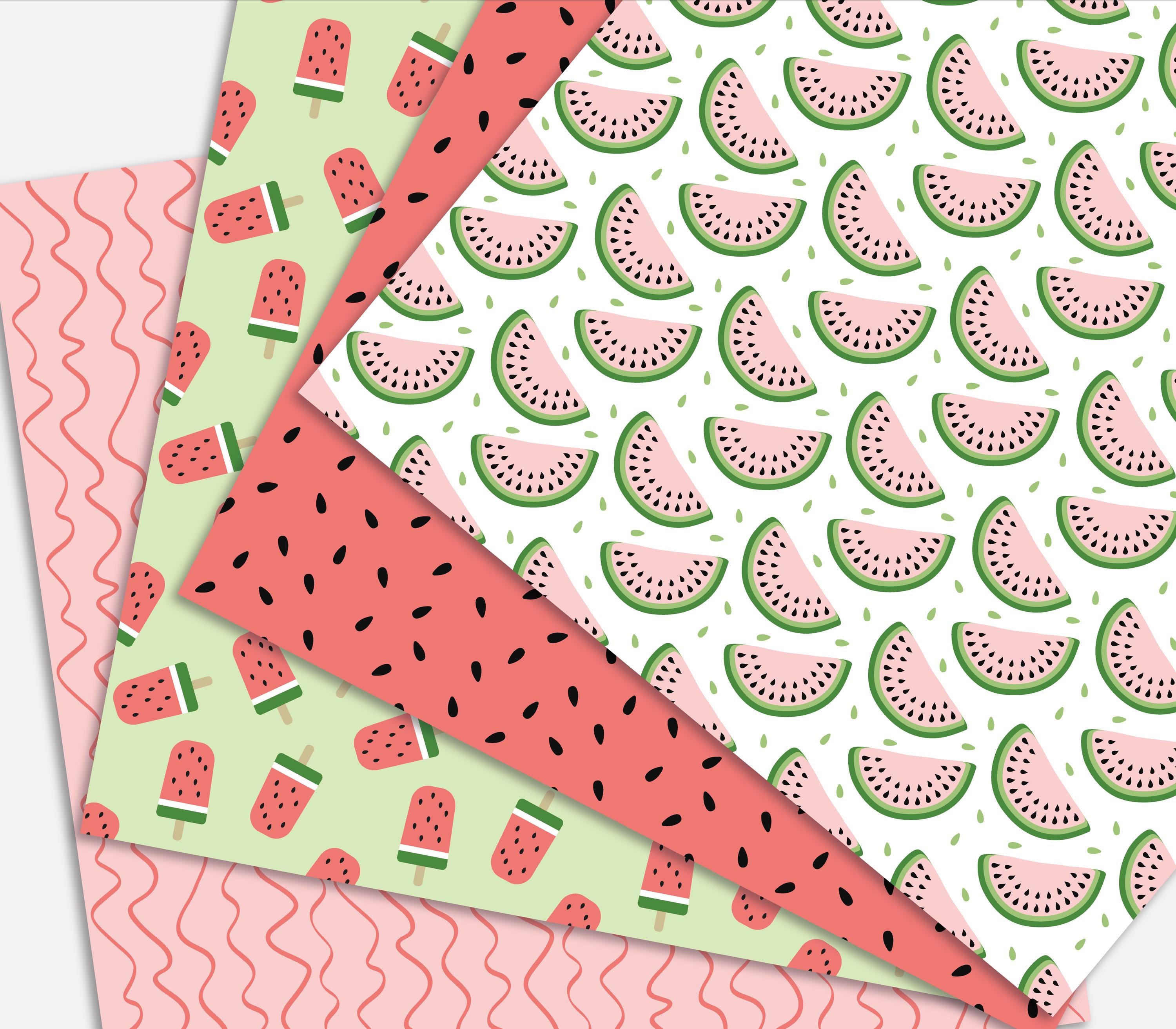 Watermelon Seamless Digital Paper | Tropical Summer Background Pattern ...