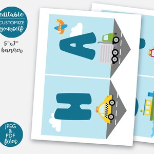 Transportation Happy Birthday Banner DIGITAL | Transport Decoration ...