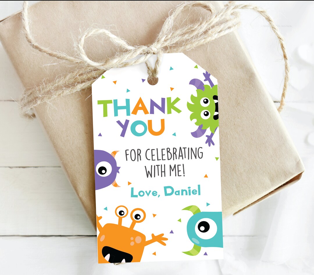 Monster Birthday Thank You Tag DIGITAL | Little Monster Party Favor Tag ...