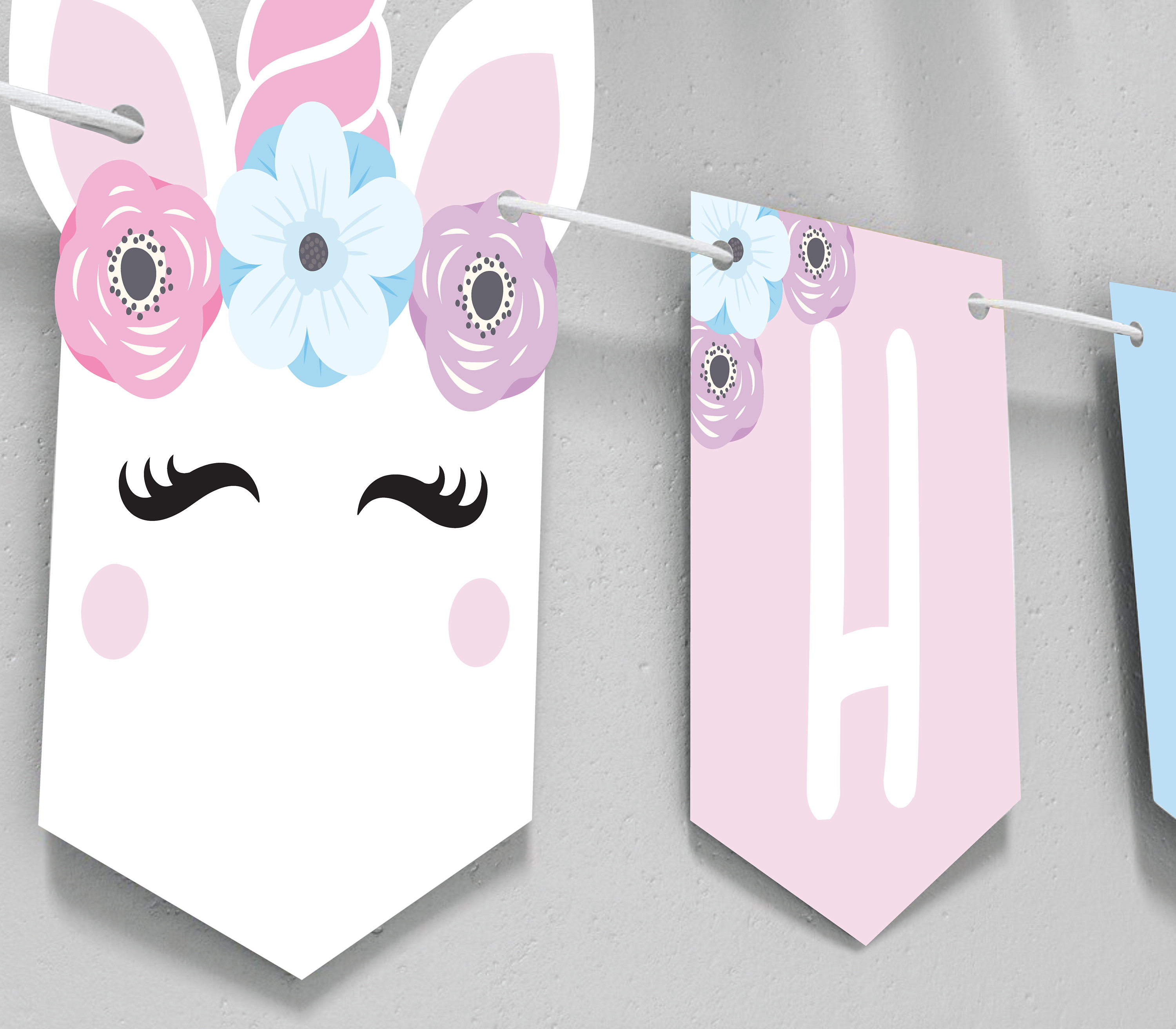 Unicorn Happy Birthday Banner DIGITAL | Unicorn Party Decoration ...