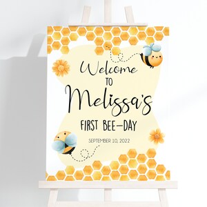 Honey Bee Welcome Sign DIGITAL | Bee-day Birthday Party | Favor Sign ...
