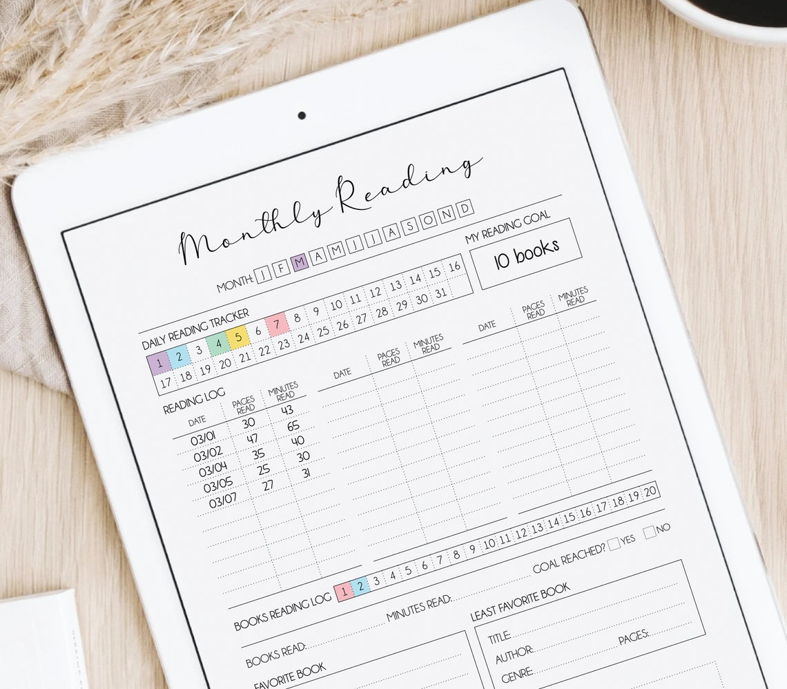 Monthly Reading Log | Minimalist Book Log | Digital Reading Tracker ...