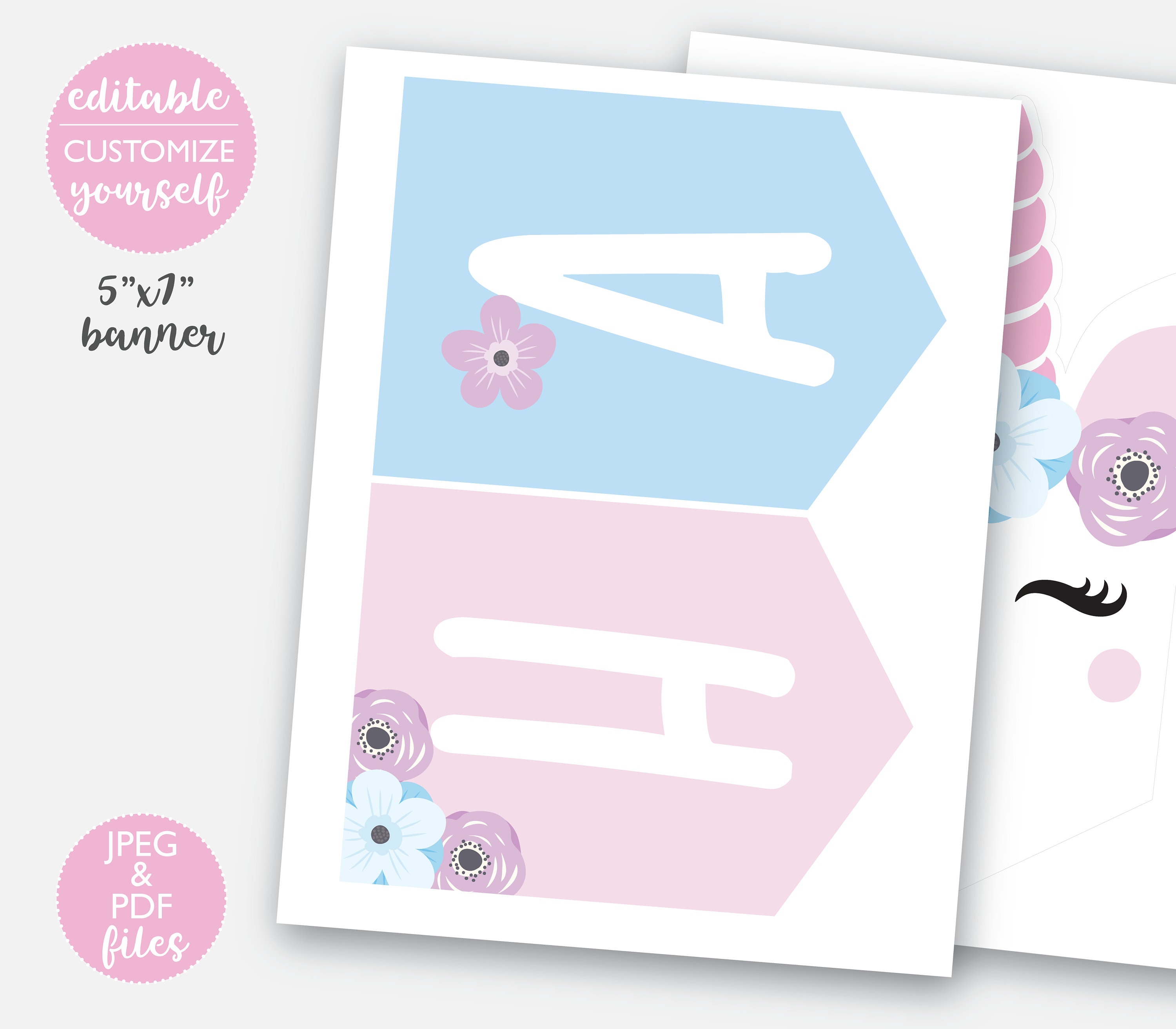 Unicorn Happy Birthday Banner DIGITAL | Unicorn Party Decoration ...