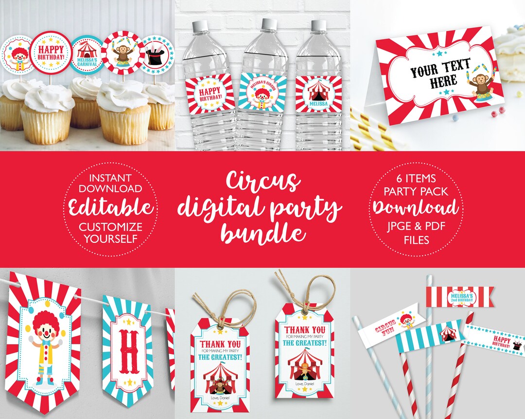 Circus Birthday Party Kit DIGITAL | Carnival Party Bundle Set ...