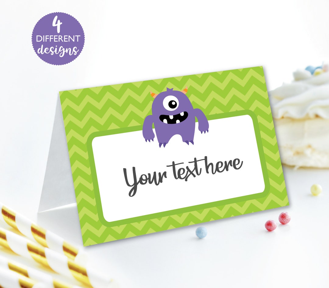 Monster Birthday Tent Cards DIGITAL | Little Monster Party Blank Food ...