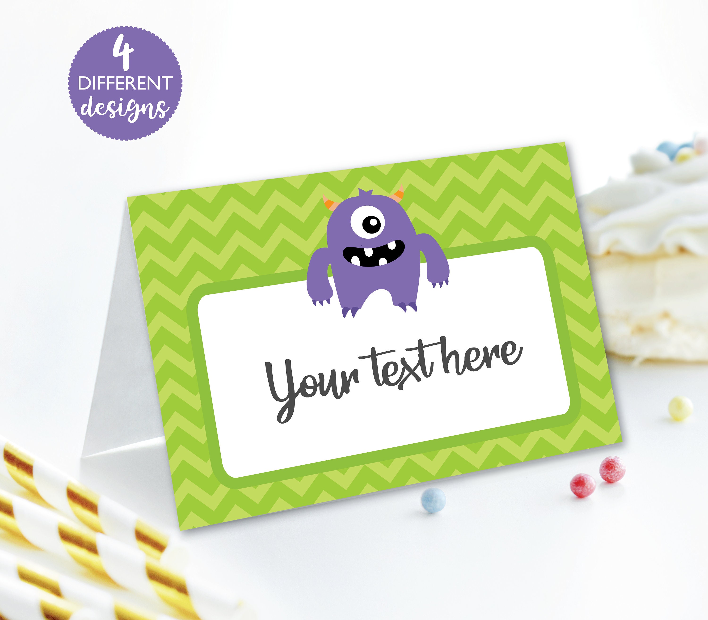 Monster Birthday Tent Cards DIGITAL | Little Monster Party Blank Food ...
