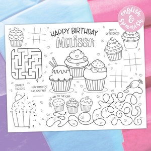 Cupcake Coloring Placemat DIGITAL | Cupcake Party Activity | Kids ...