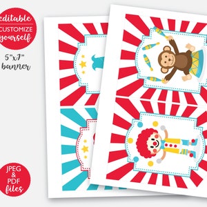 Circus Happy Birthday Banner DIGITAL | Carnival Party Decoration ...