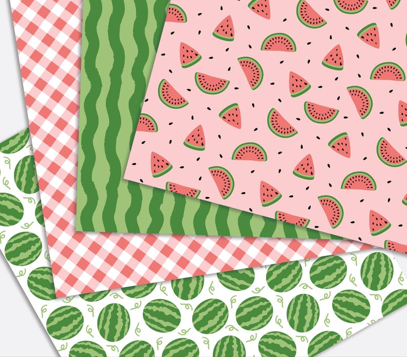Watermelon Seamless Digital Paper | Tropical Summer Background Pattern ...