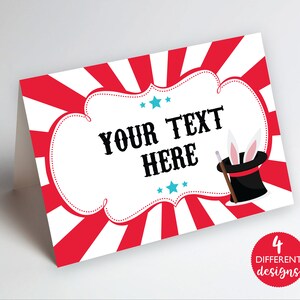 Circus Tent Cards DIGITAL | Carnival Party Blank Food Label | Printable ...