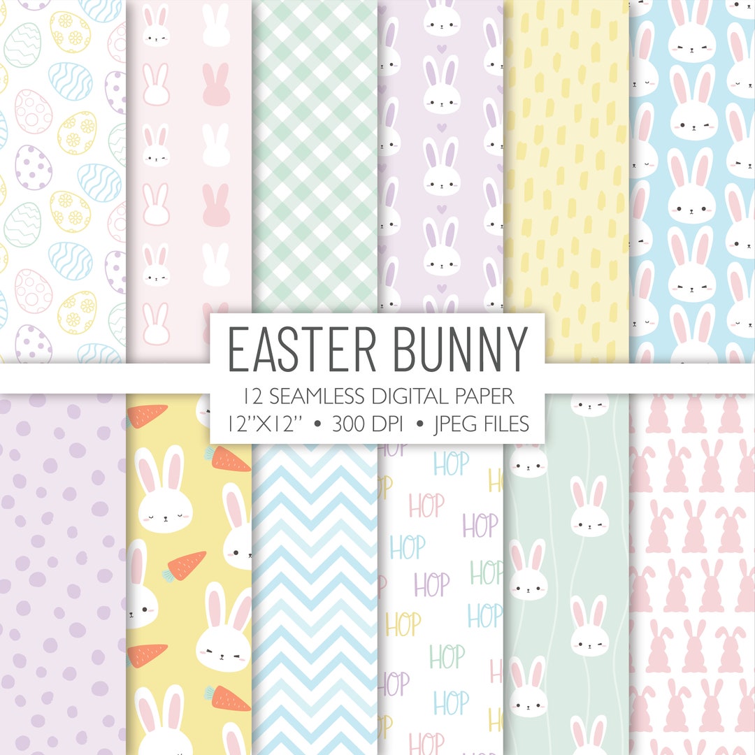 Easter Bunny Seamless Digital Paper Cute Spring Bunny Background ...