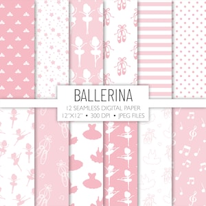 Ballerina Seamless Digital Paper Ballet Background Pattern Scrapbook ...