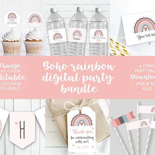 Editable Unicorn Party Bundle Printable Unicorn Birthday - Etsy