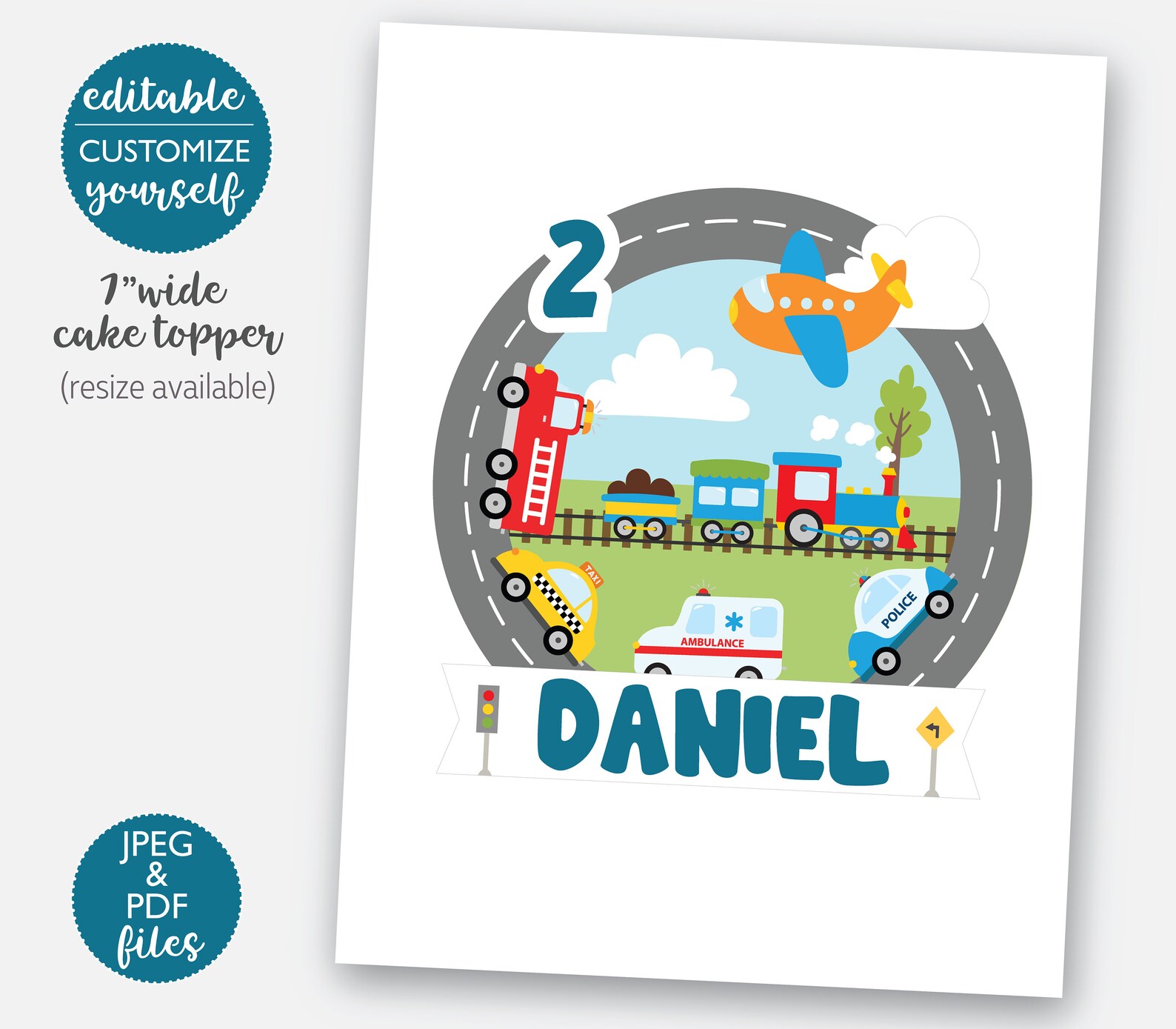 Transportation Birthday Cake Topper DIGITAL | Transport Party ...