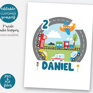 Transportation Birthday Cake Topper DIGITAL | Transport Party ...