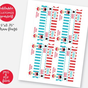 Circus Birthday Straw Flags DIGITAL | Carnival Party Paper Straw Label ...