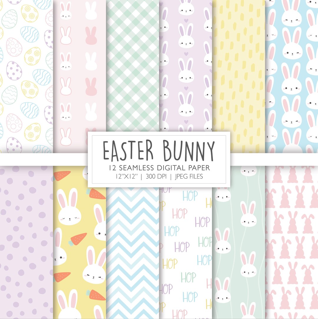 Easter Bunny Seamless Digital Paper | Cute Spring Bunny Background ...