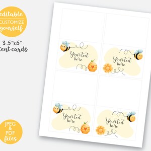 Honey Bee Birthday Tent Cards DIGITAL | Baby Shower Party | Bee-day ...