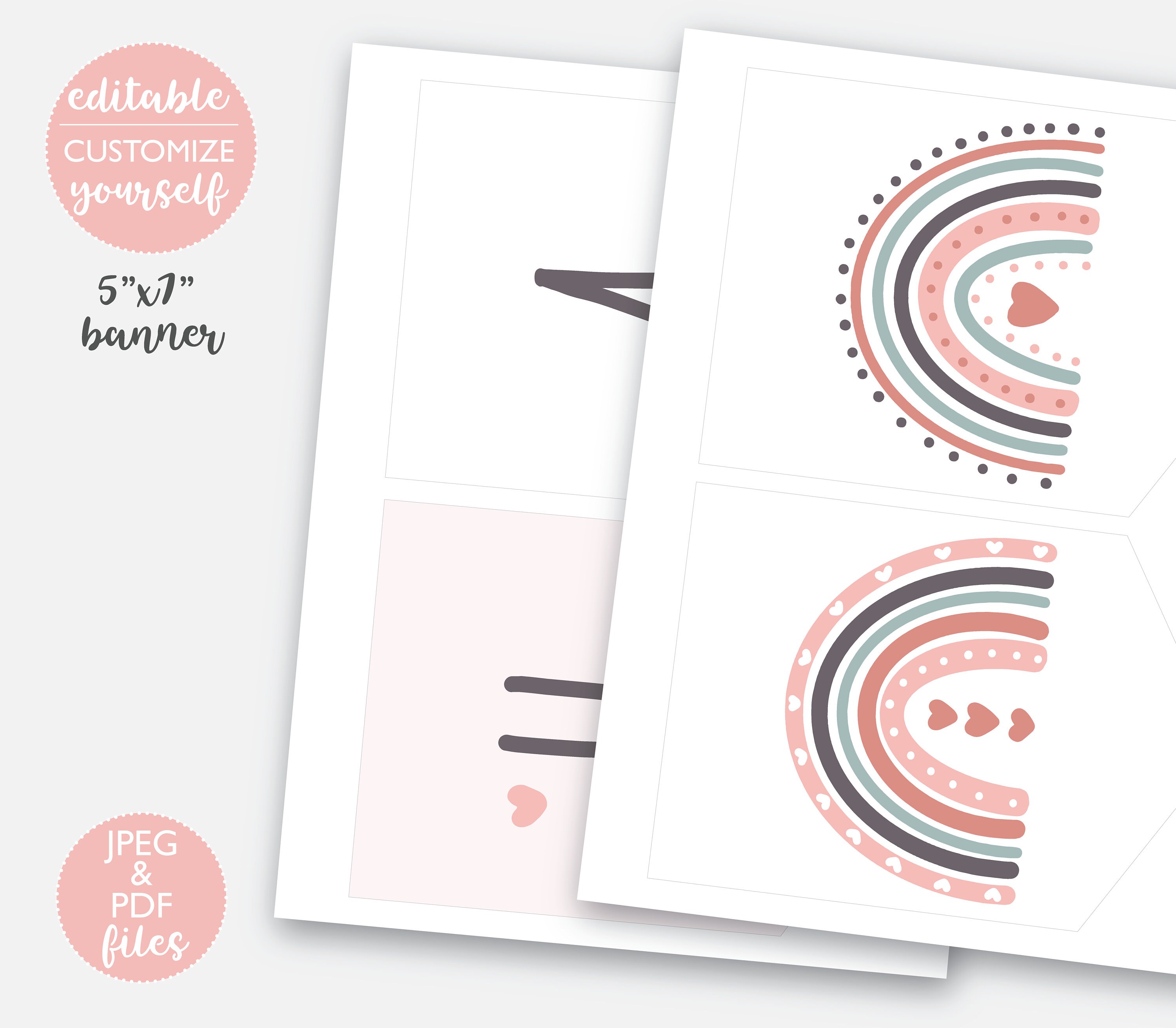 Boho Rainbow Happy Birthday Banner DIGITAL | Rainbow Party Decoration ...