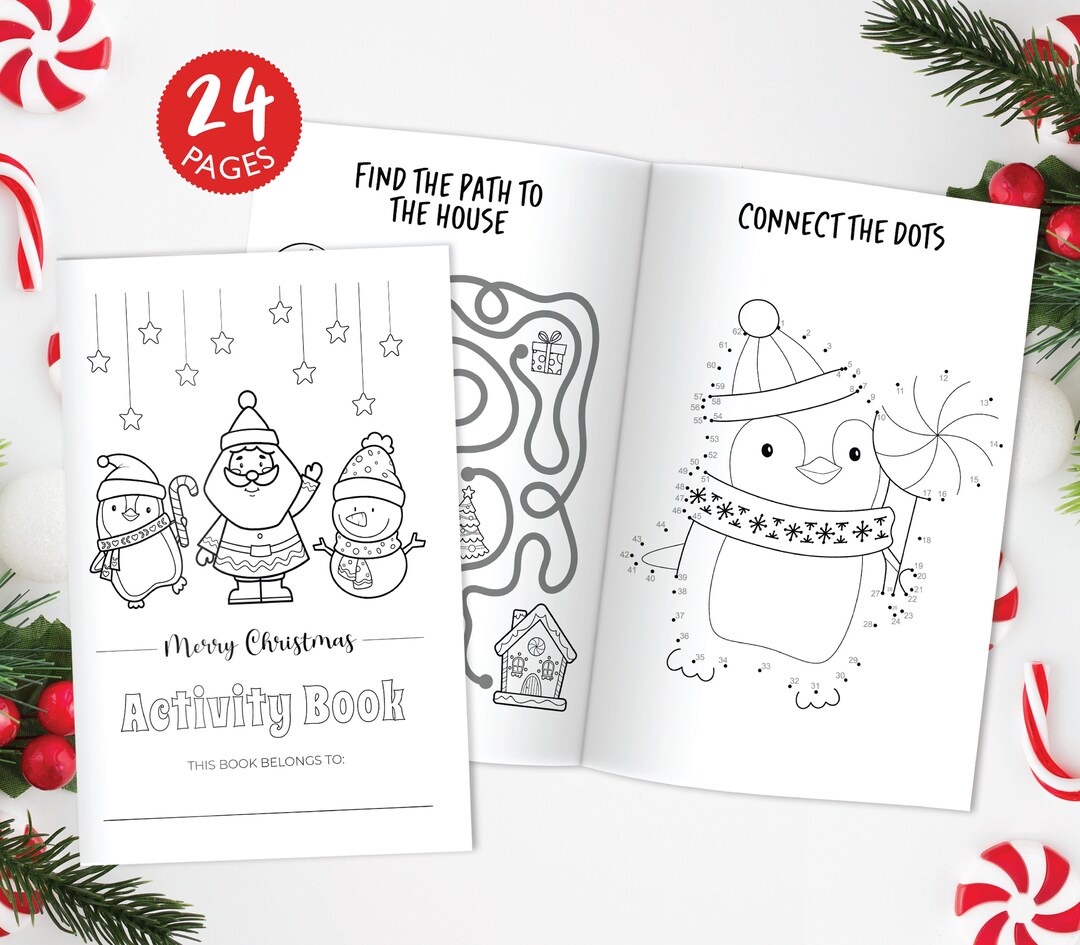 Christmas Kids Activity Book DIGITAL | Santa Claus Xmas Holiday ...