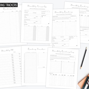 Book Reading Journal Bundle | Minimalist Planner Set | Digital Reading ...