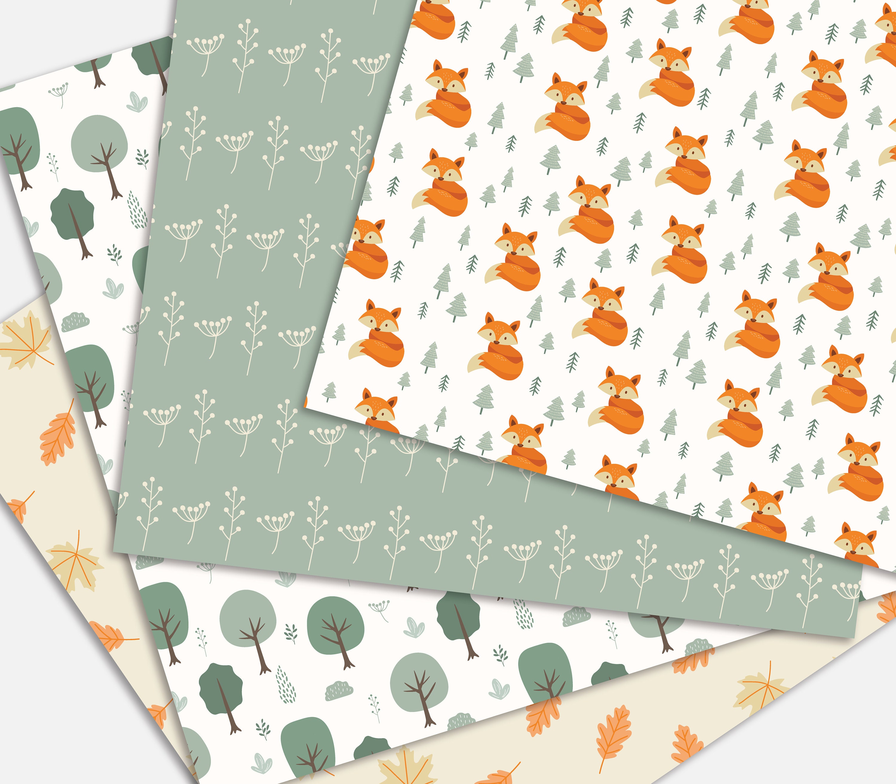 Woodland Fox Seamless Digital Paper Forest Background - Etsy