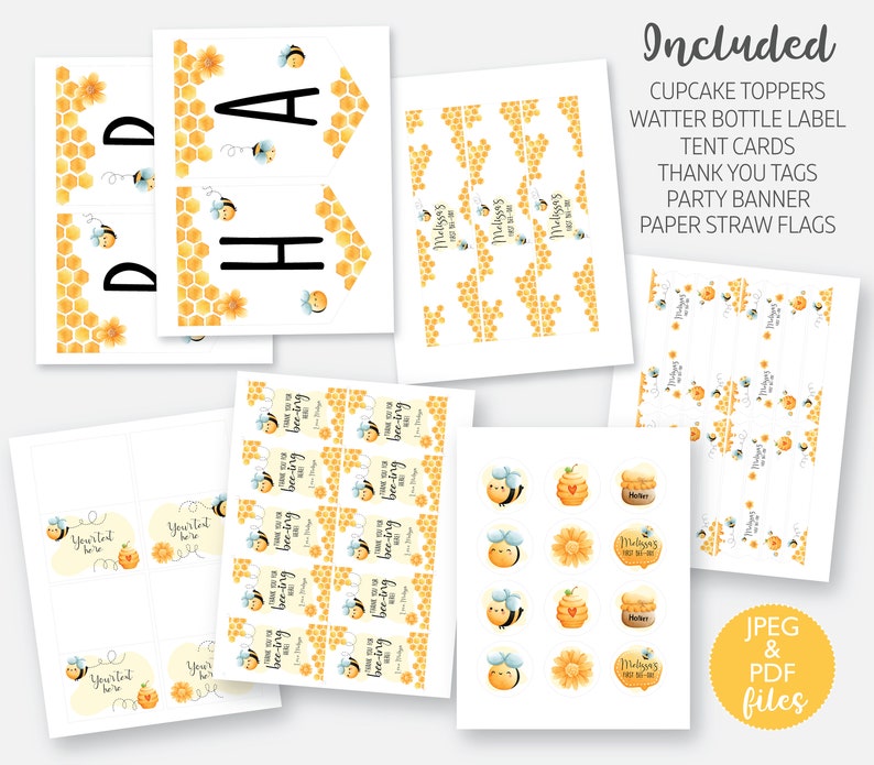 Honey Bee Birthday Party Kit DIGITAL | Bee-day Party Bundle Set | Baby ...