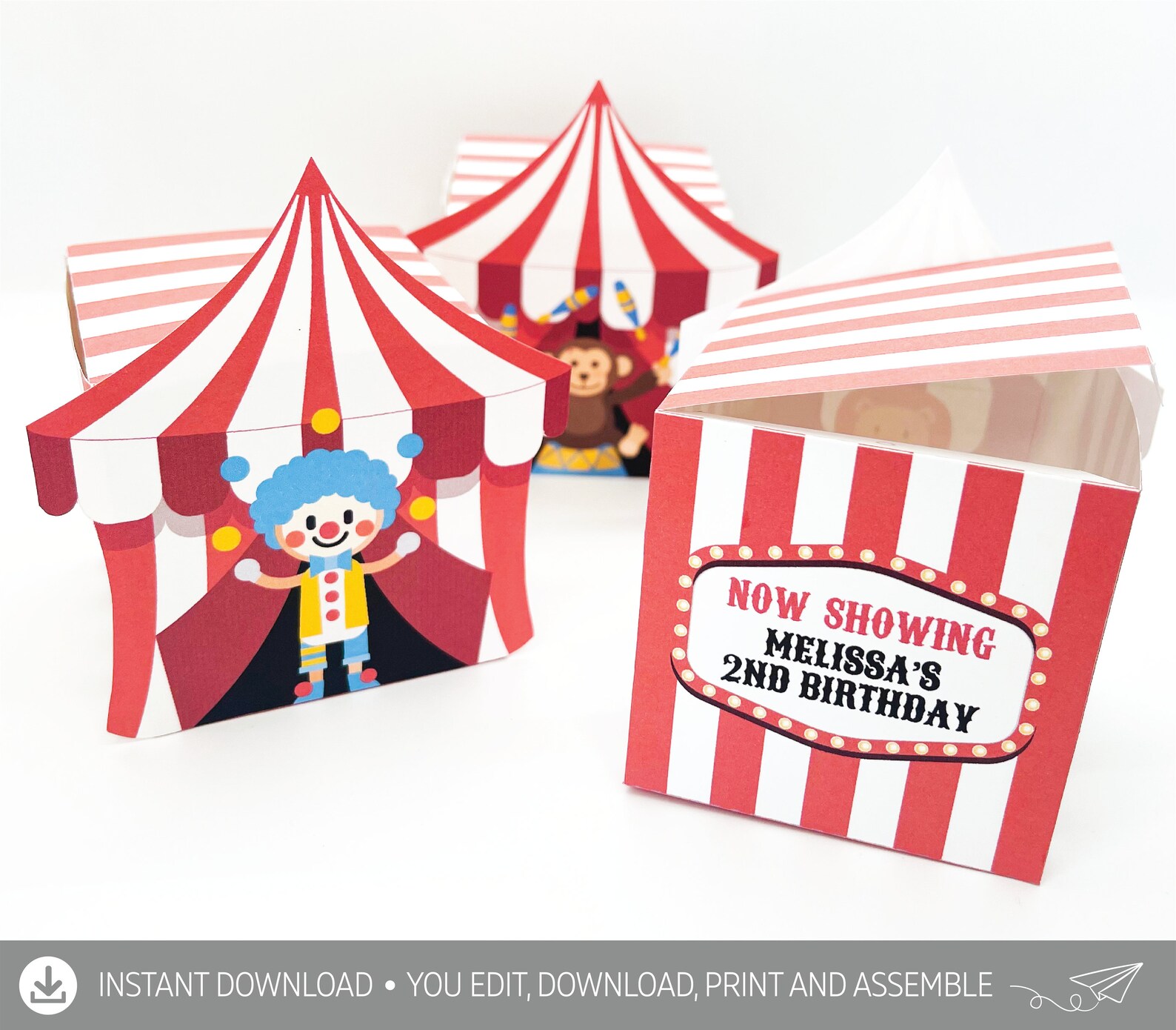 Circus Tent Favor Box DIGITAL Carnival Personalized Party - Etsy