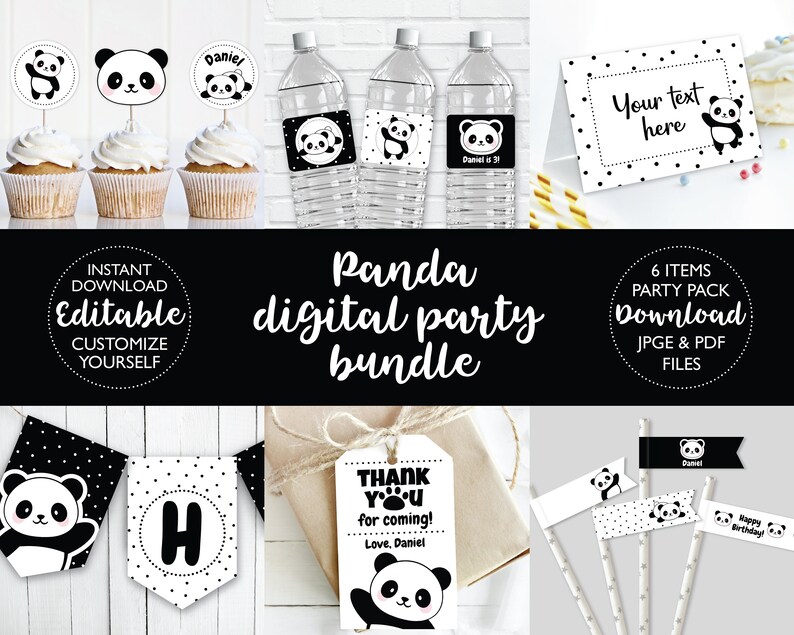 Panda Birthday Party Kit DIGITAL Panda Party Bundle Set - Etsy