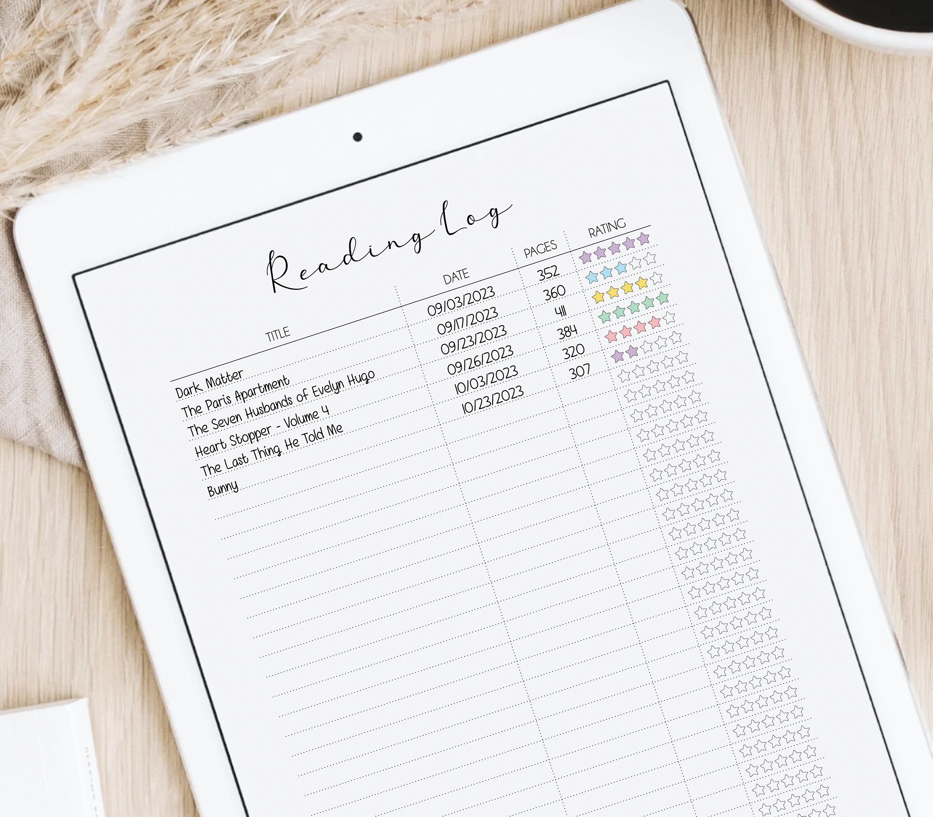 Reading Log | Minimalist Book Log | Digital Book Tracker Planner ...