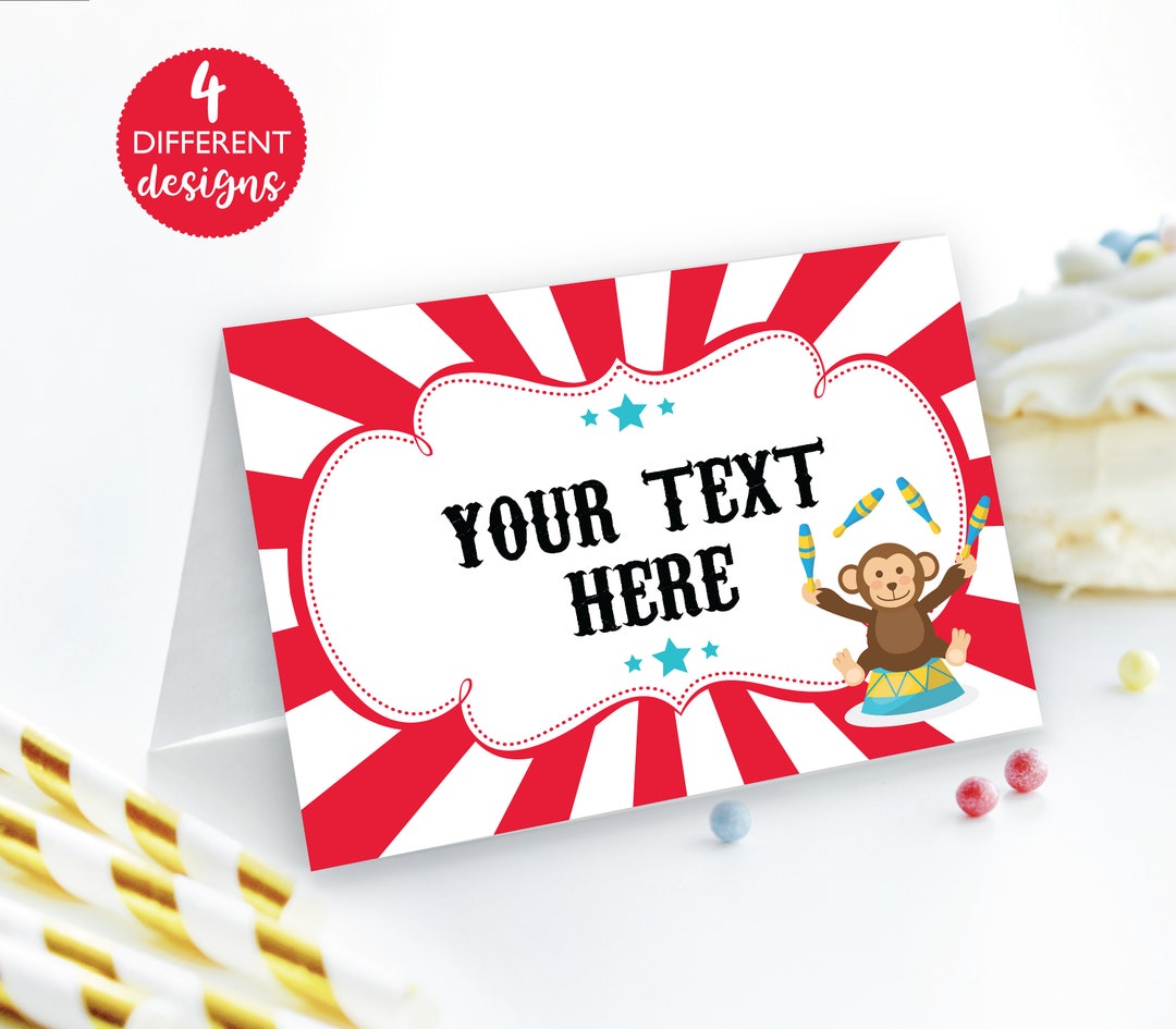 Circus Tent Cards DIGITAL | Carnival Party Blank Food Label | Printable ...