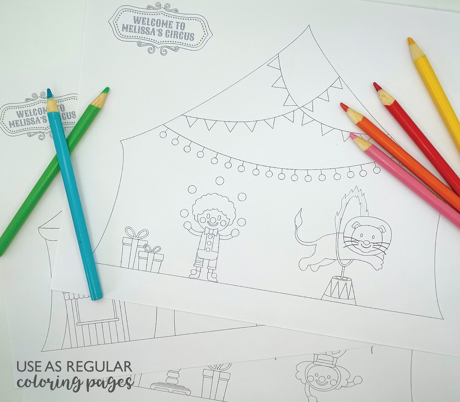 Circus Tent Coloring Pages DIGITAL | Carnival Personalized Coloring ...