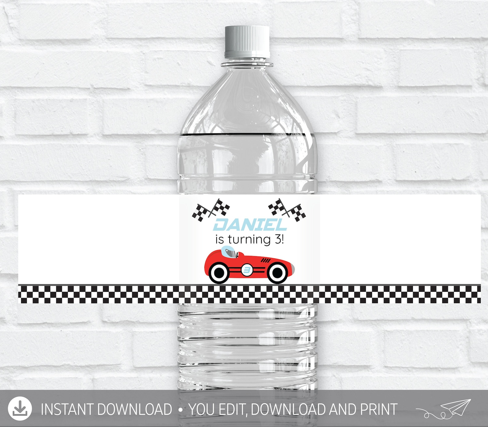 Race Car Birthday Bottle Label DIGITAL Vintage Car Party - Etsy