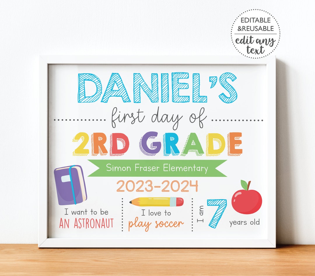 Back to School Sign DIGITAL | Kids First or Last Day of School Page ...