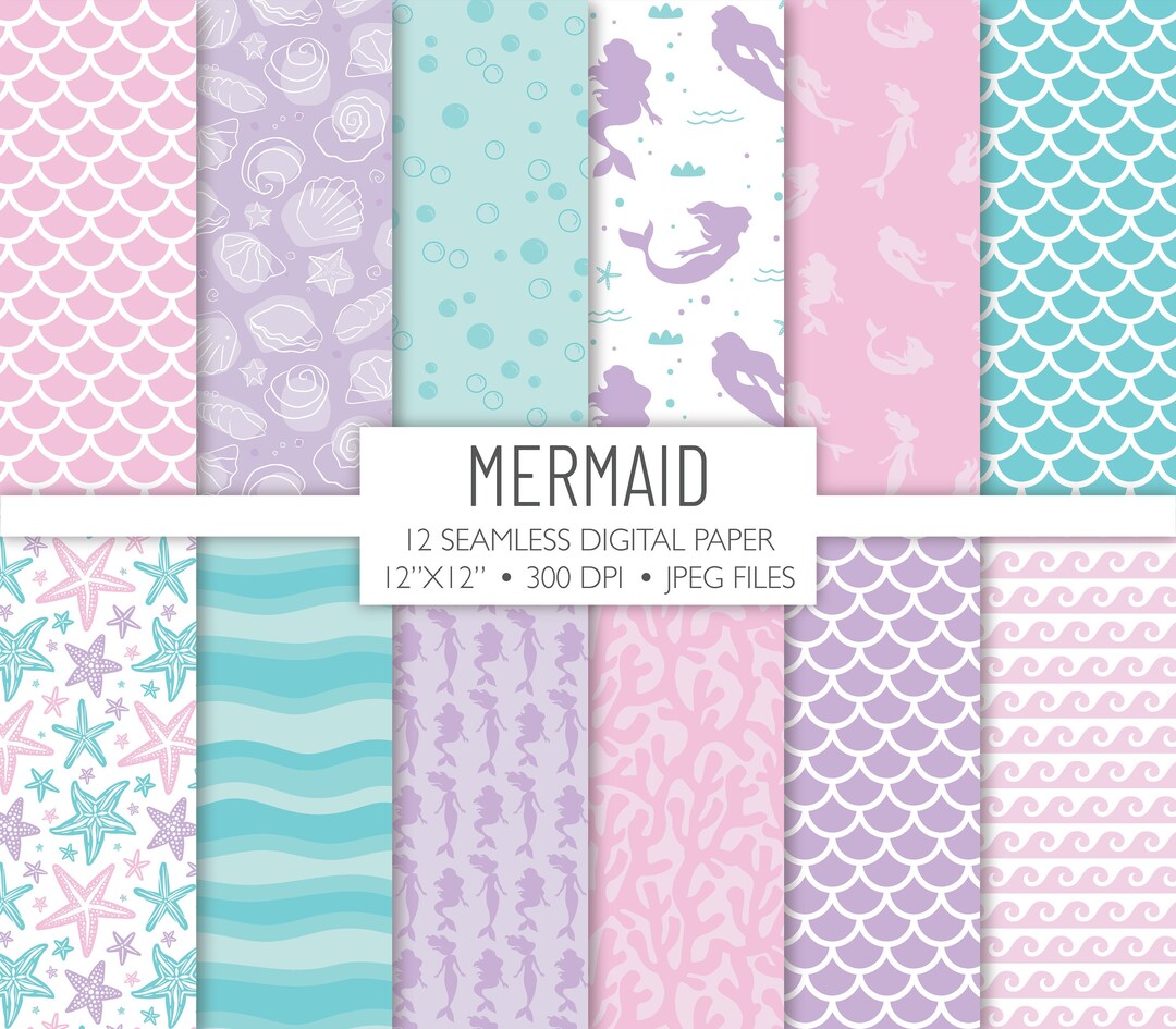 Mermaid Seamless Digital Paper Underwater Background Pattern - Etsy